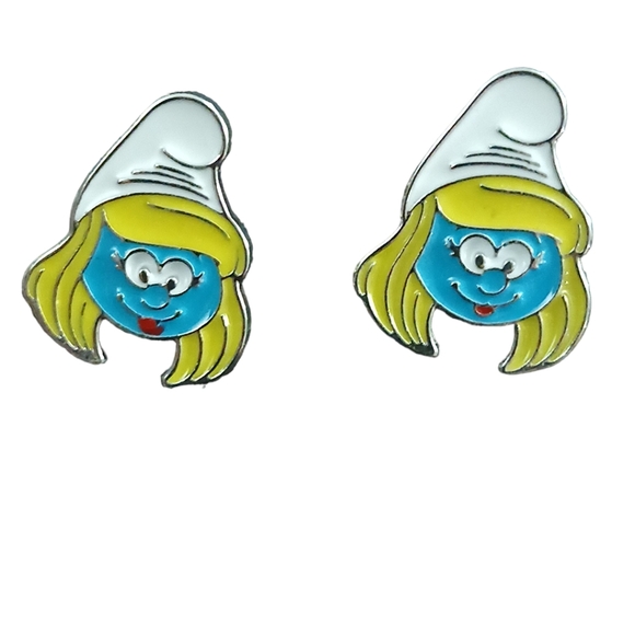 Smurfs | Jewelry | New Smurfette Stud Earrings Smurfs Cartoon 98s ...